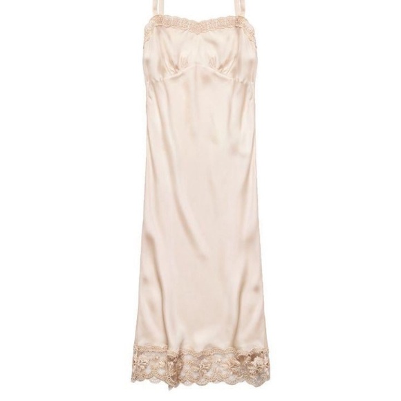 Simone Rocha | Dresses | Silk Satin Slip Dress With Lace Trim | Poshmark